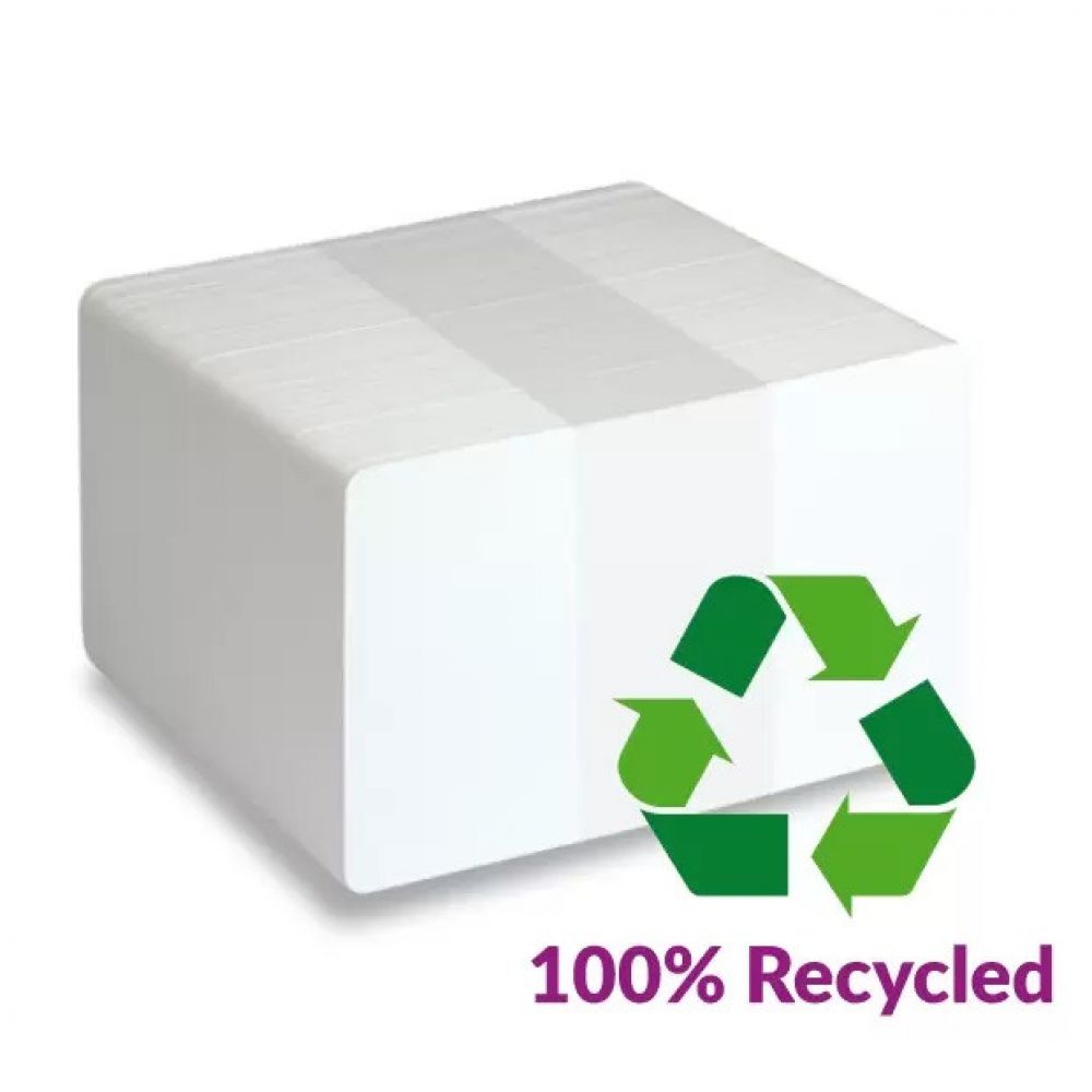 Blank White Recycled Plastic Cards – Pack of 100 | Total ID