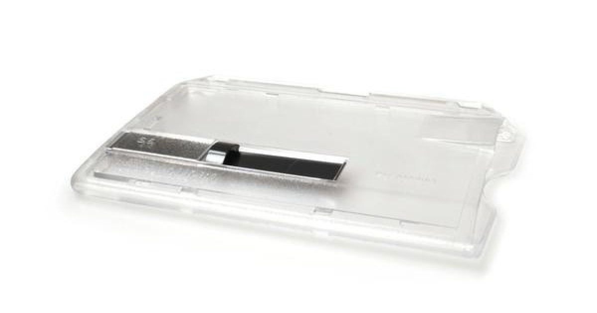 Enclosed Landscape Card Holder With Single Slider Black… | Total ID