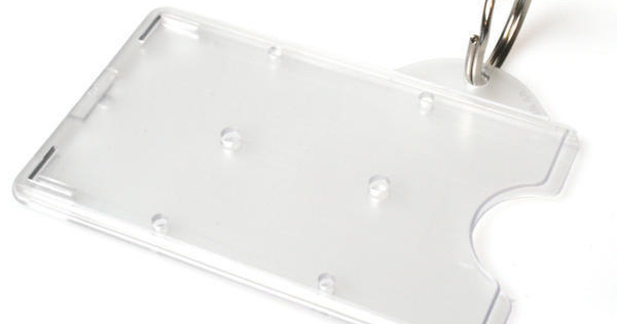 Clear Rigid Enclosed Card Holder with Key Ring Landscape Total ID